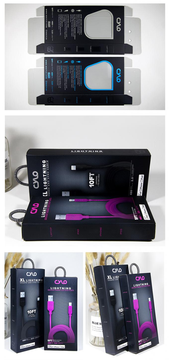 Custom Kraft Paper Charging Data Cable Packaging Box With Handle ...