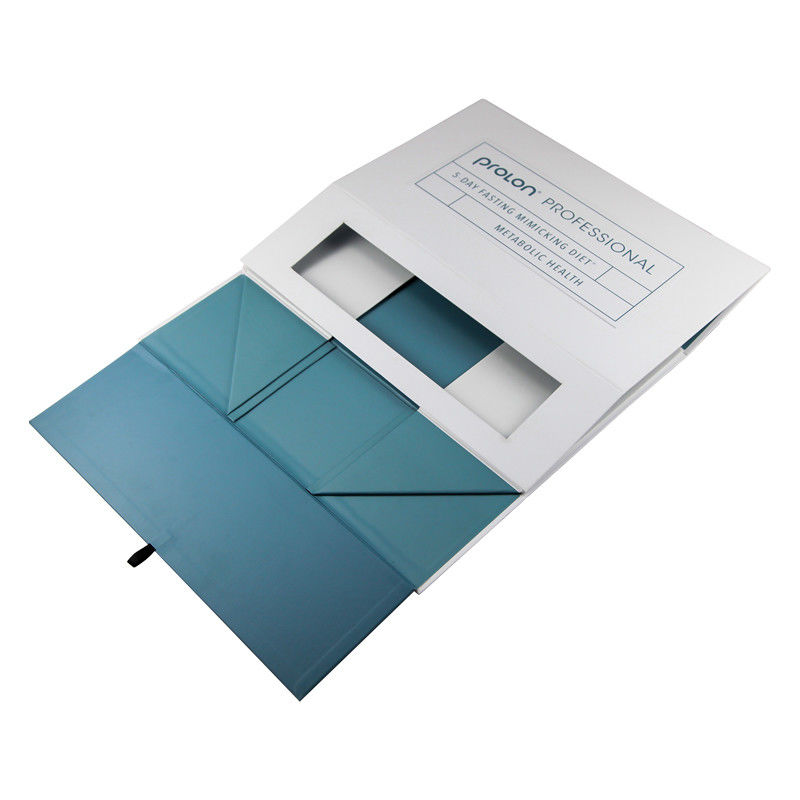 Folded 1200g Cardboard Magnetic Gift Box Mailer With Ribbon Closure ...