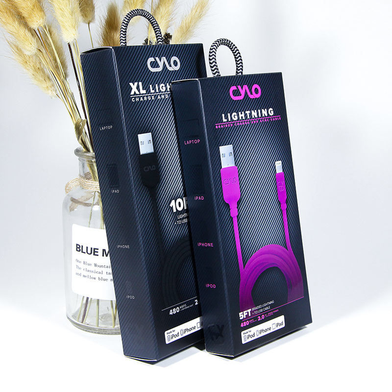 Custom Kraft Paper Charging Data Cable Packaging Box With Handle ...